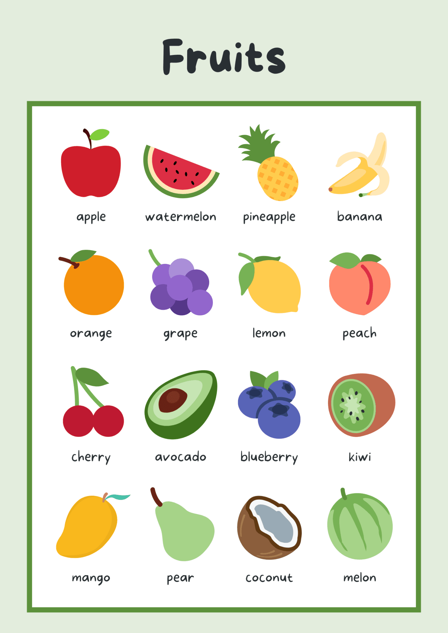 Vegetales y frutas en inglés - UP Master